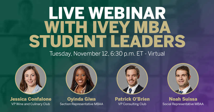 Live Webinar with Ivey MBA Student Leaders! (Virtual) | MBA Masters ...
